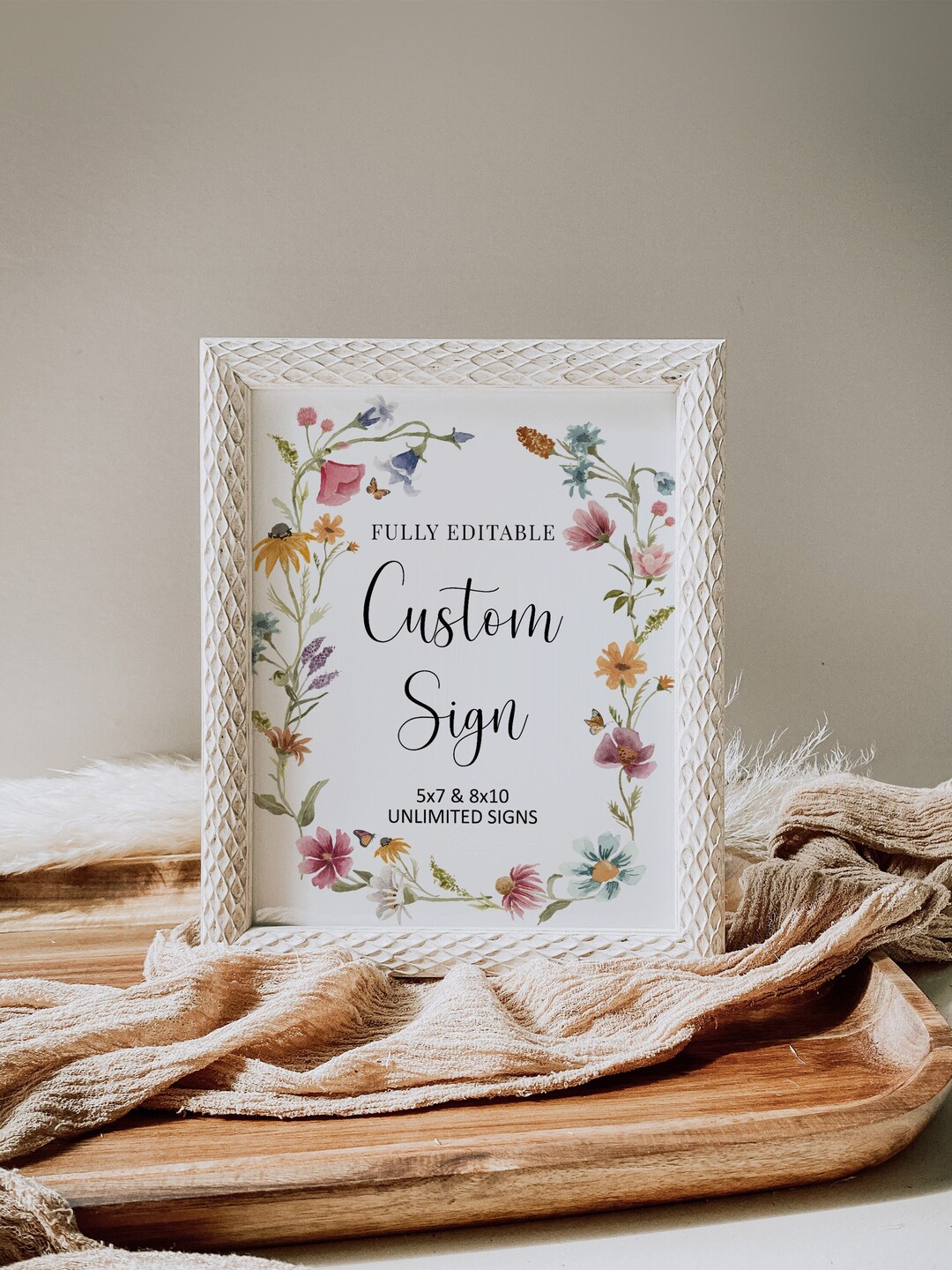 Editable Wildflower Custom Sign 5x7 & 8x10 Colorful Flowers Wedding ...