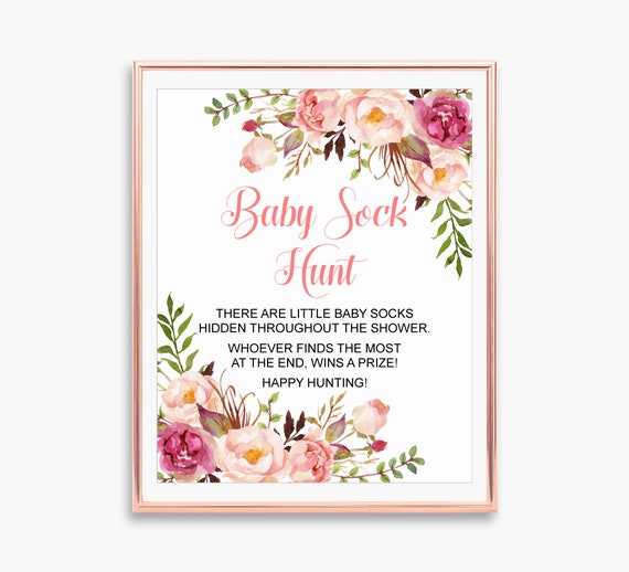 Baby Sock Hunt Game Pink Floral Boho Baby Shower Game Printable Sock ...