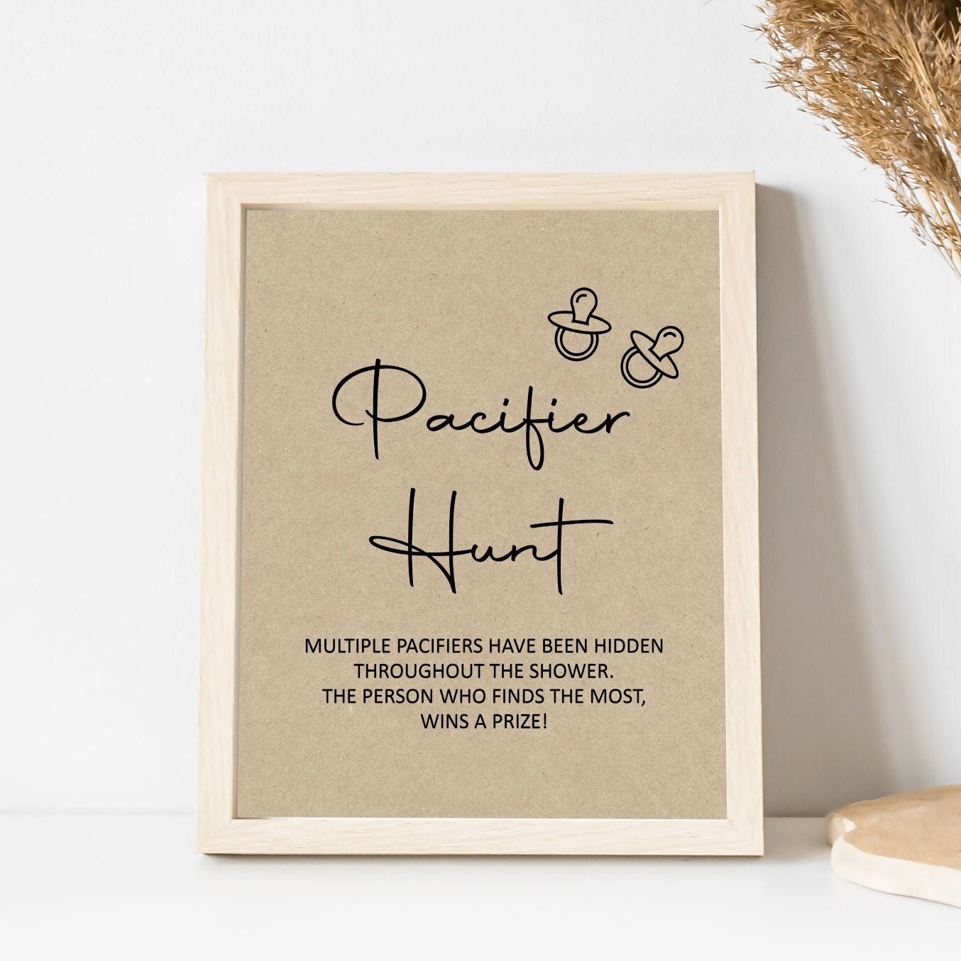 Pacifier Hunt Sign Minimalist Baby Shower Game Find the - Etsy