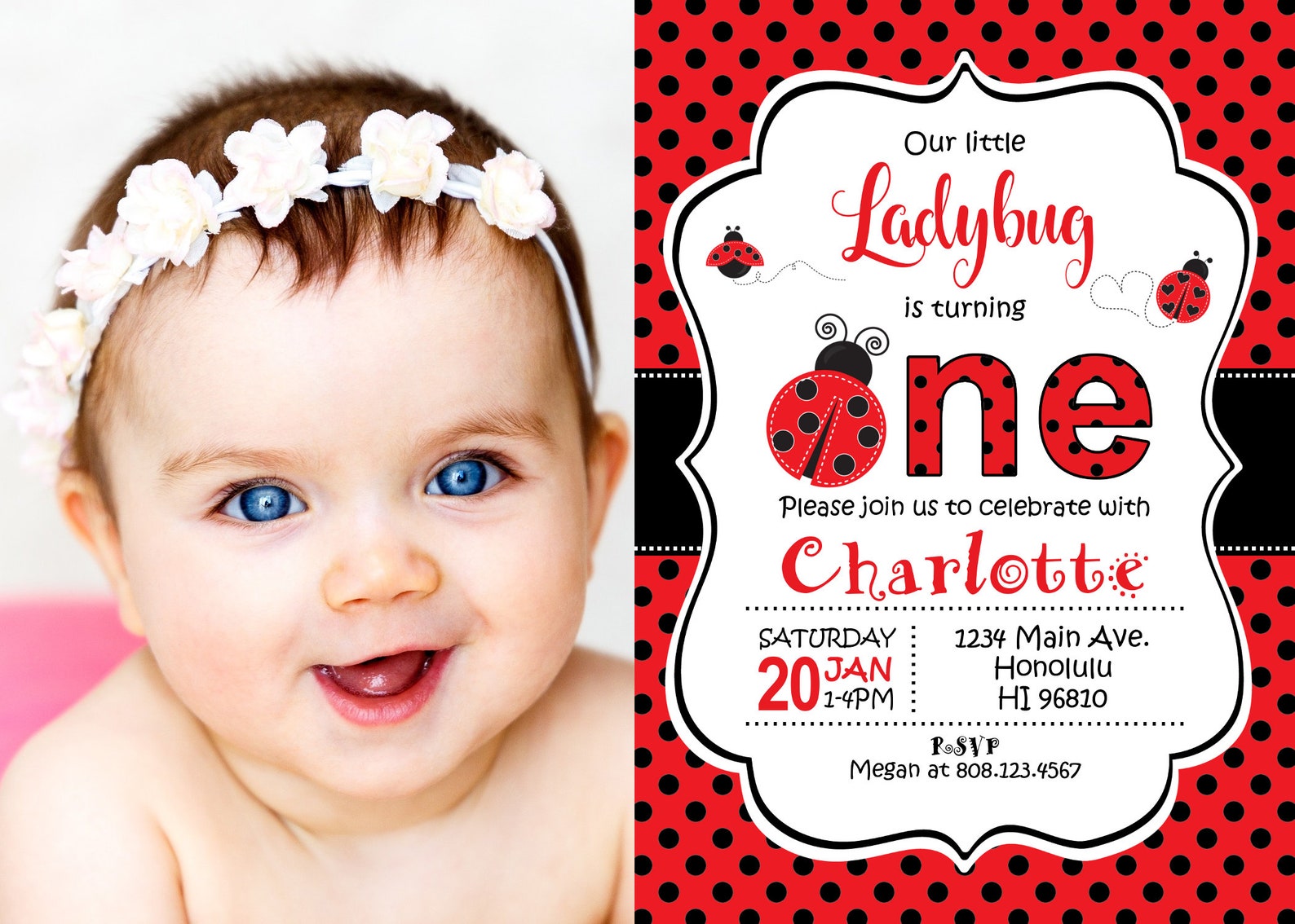 Ladybug Birthday Invitation Little Ladybug Birthday Invitation - Etsy