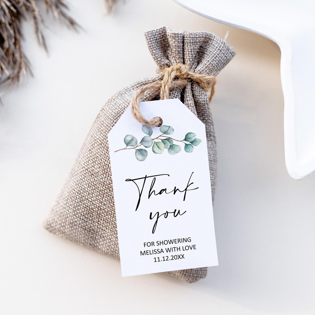 Editable Eucalyptus Thank You Tag Greenery Wedding Favor Tag Greenery ...