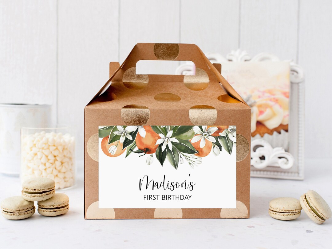 Editable Citrus Themed Gift Box Label Sticker Favor Sticker Treat Bag ...