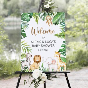CUSTOM Jungle Welcome Sign Safari Welcome Sign Baby Shower Sign Jungle ...