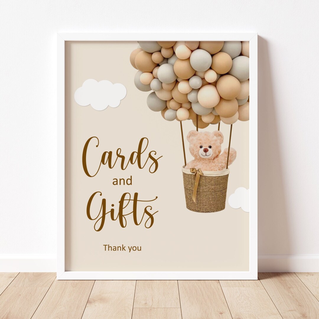 Cards and Gifts Sign Teddy Bear Baby Shower We Can Bearly Wait - Etsy