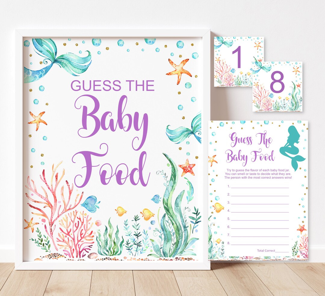 Mermaid Baby Shower Guess the Baby Food Game Little Mermaid Under the ...