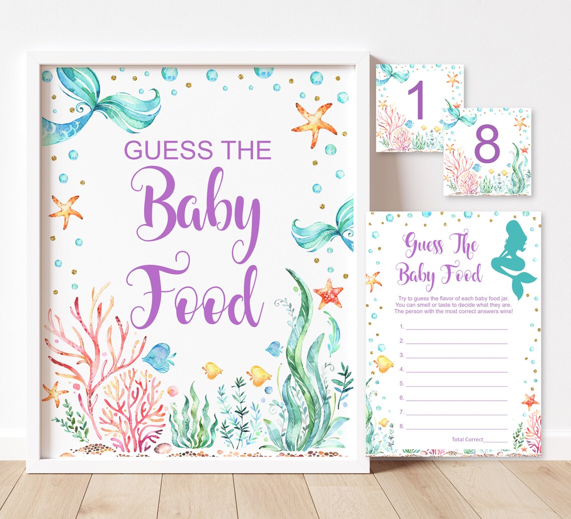 Mermaid Baby Shower Guess the Baby Food Game Little Mermaid Under the ...