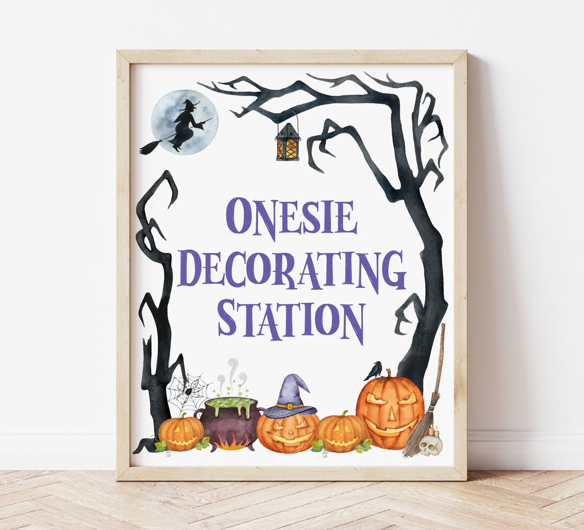 Halloween Onesie Decorating Station Sign Halloween Baby Shower - Etsy