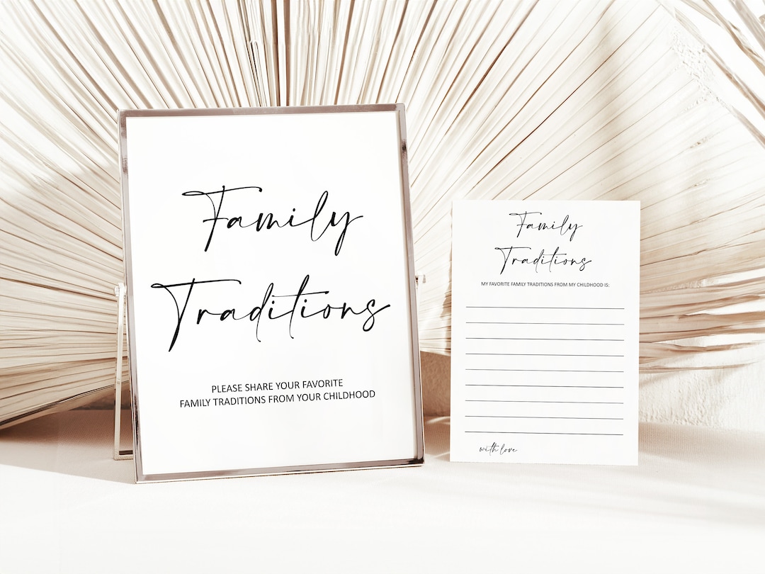 Editable Family Traditions Sign and Card, Baby Shower Games Printable ...