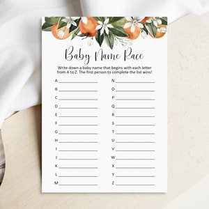 Citrus Baby Shower Games Bundle Little Cutie Baby Shower Games Orange ...