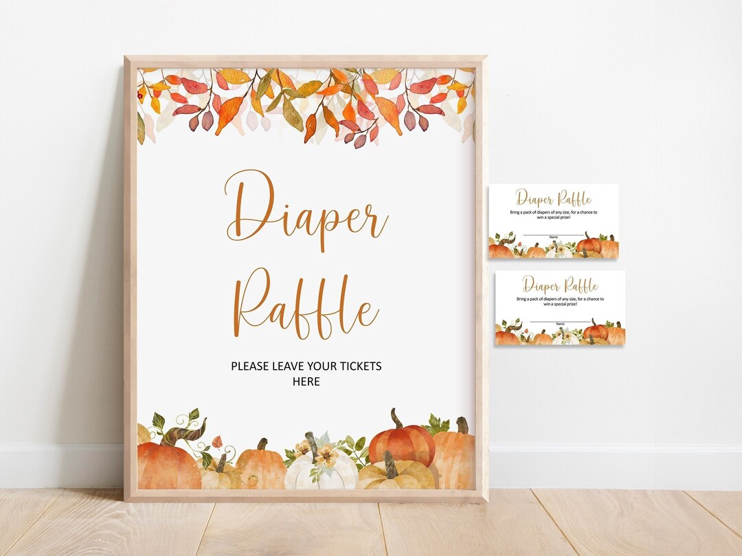 Fall Pumpkin Diaper Raffle Tickets and Sign Fall Baby Shower Game ...