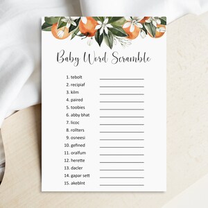 Citrus Baby Shower Games Bundle Little Cutie Baby Shower Games Orange ...