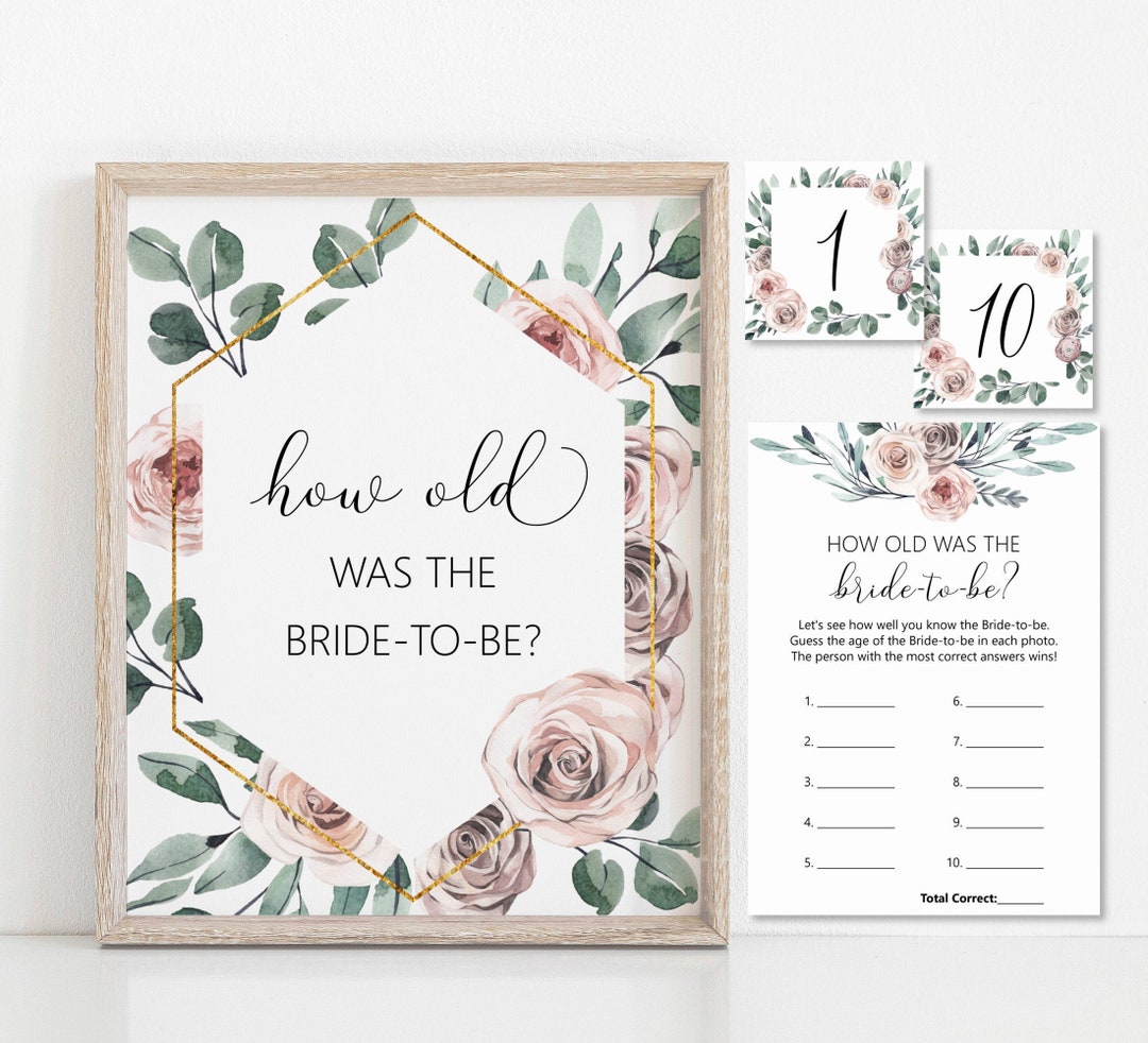 How Old Was the Bride to Be Game Boho Bridal Shower Game Printable ...