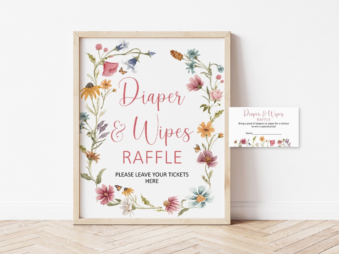 Wildflower Baby Shower Diaper & Wipes Raffle Game Baby in Bloom Garden ...