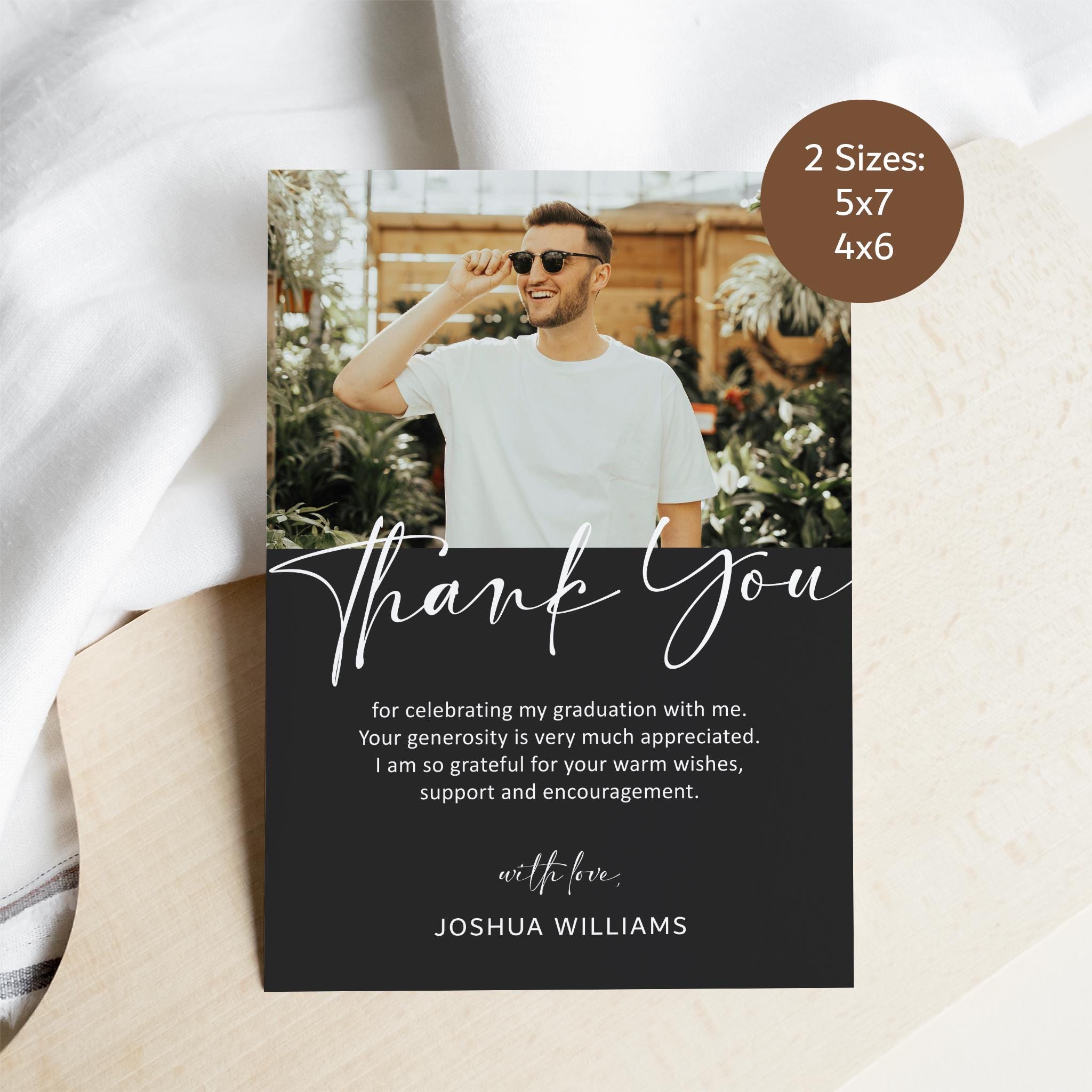 Editable Graduation Thank You Card Photo Grad Thank You Postcard ...