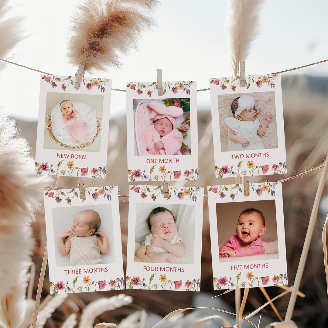 Editable Wildflower First Birthday Photo Banner Template, Baby's 1st ...