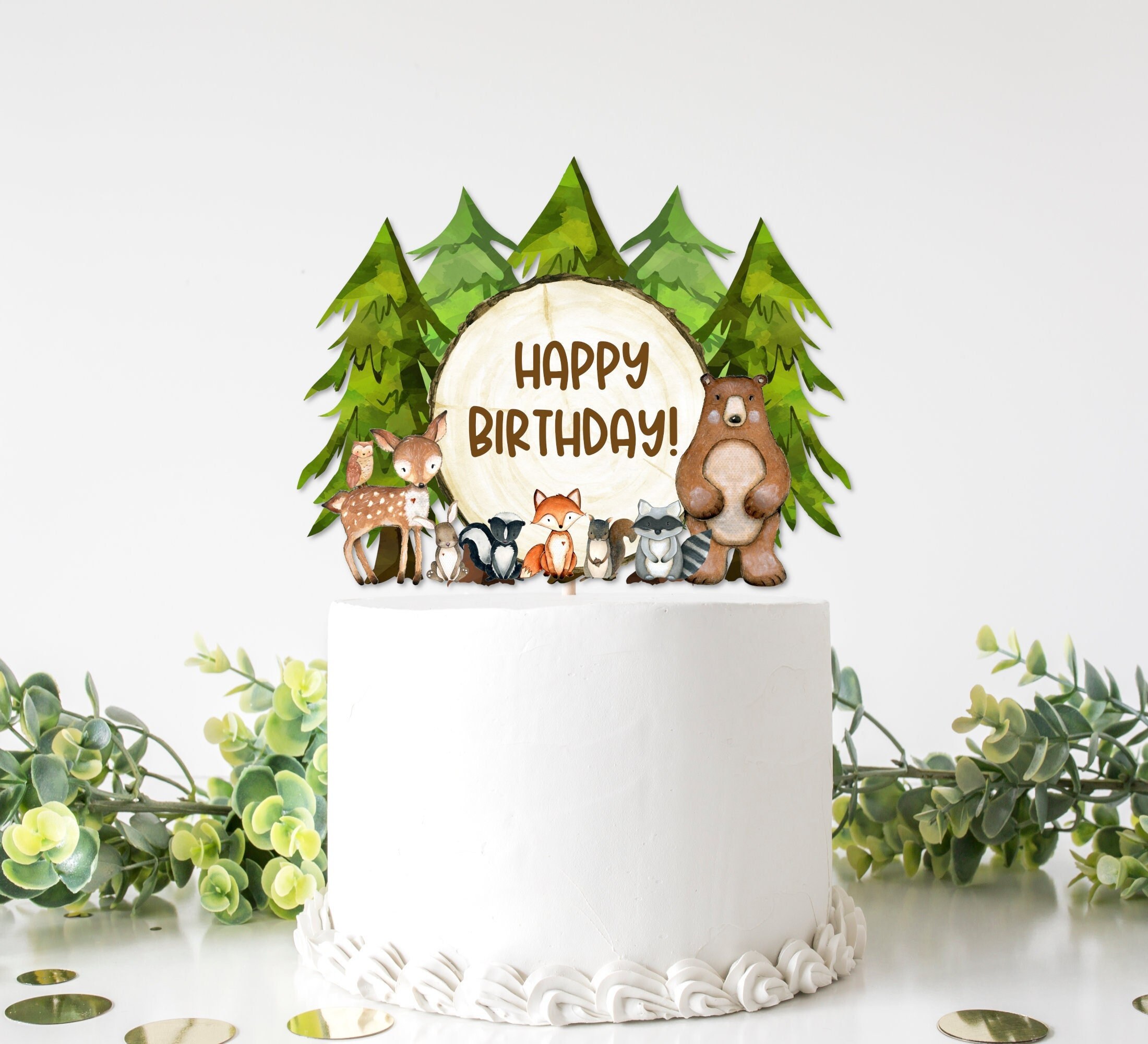 PRINTABLE Woodland Cake Topper Woodland Birthday Cake Topper - Etsy