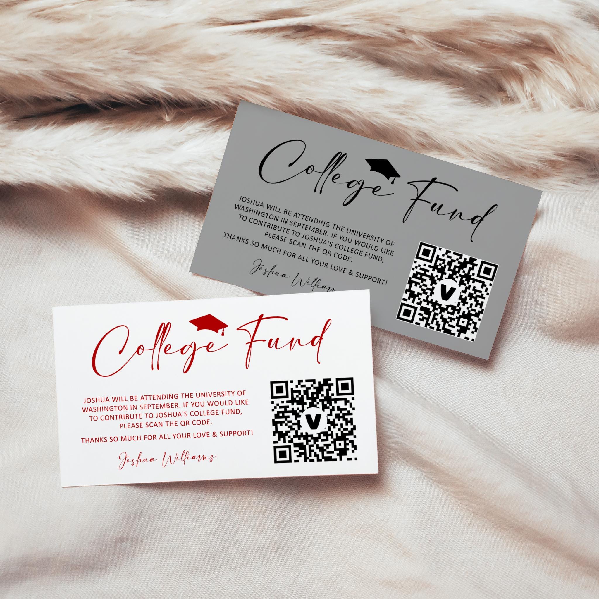 Editable College Fund QR Code Card Graduation Money Gift Venmo Card ...