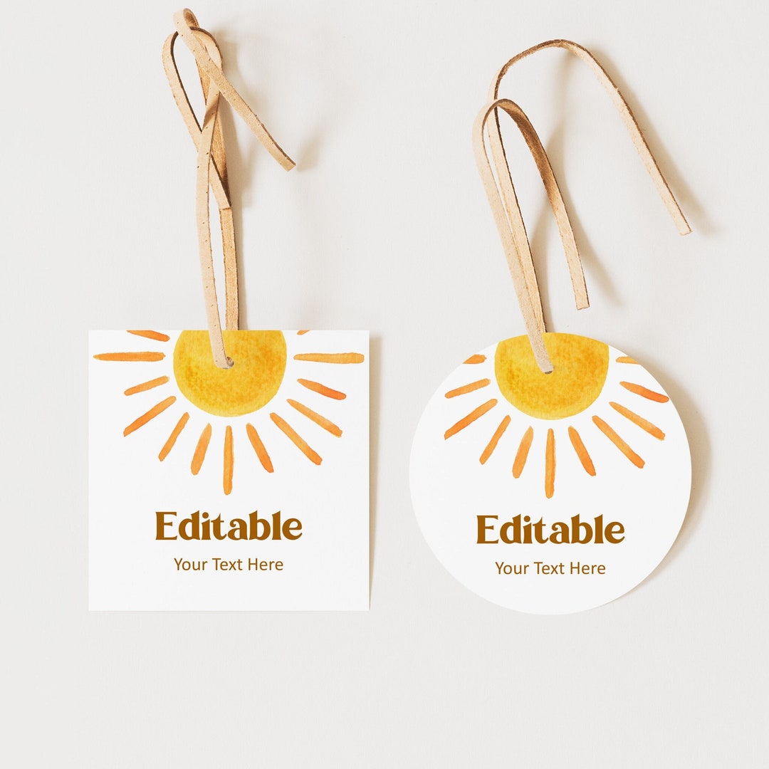 Editable Sun Baby Shower Favor Tags Sun Birthday Thank You Tag Boho ...