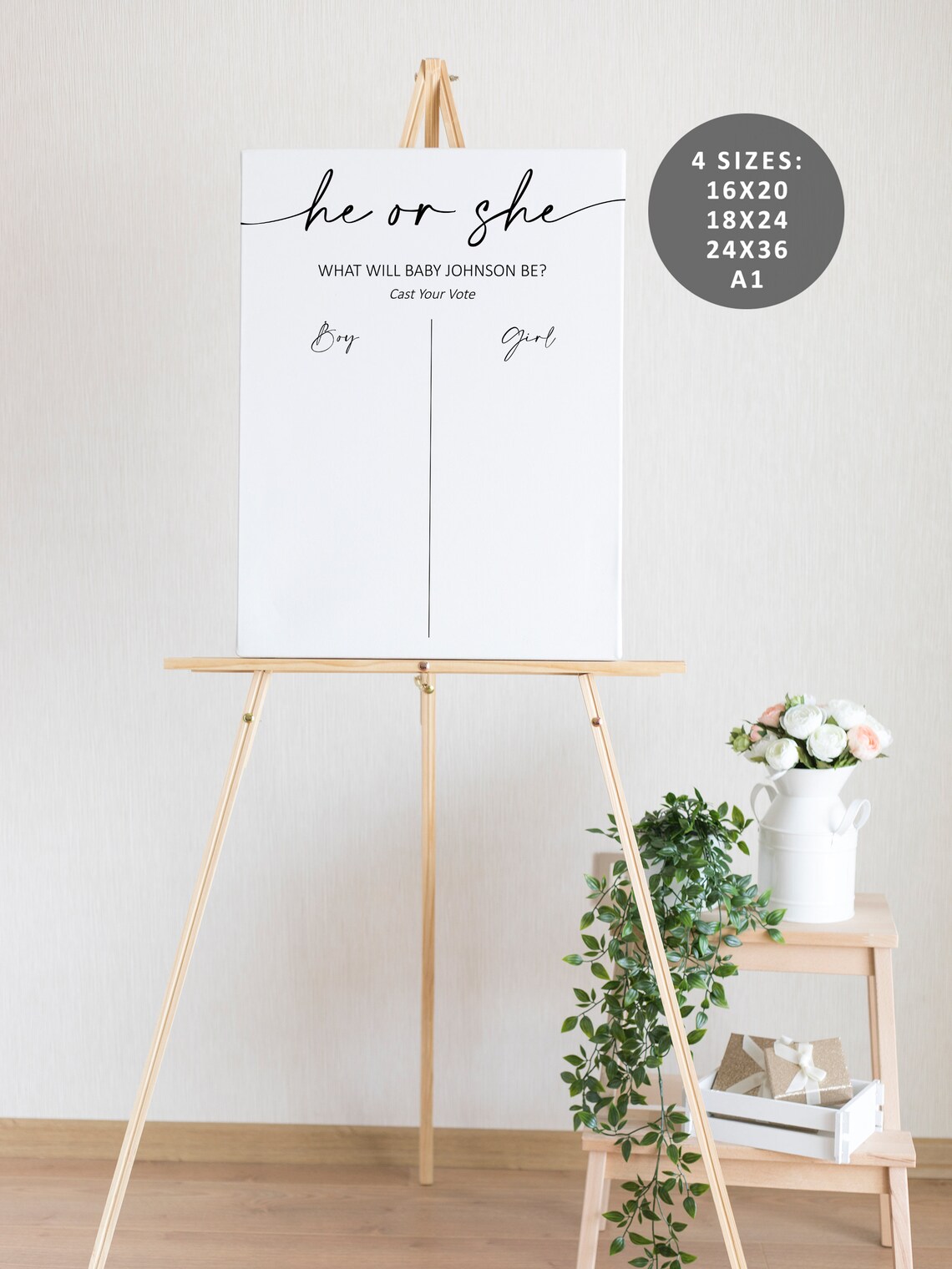 Editable Gender Reveal Voting Board Cast Your Vote Guess Boy or Girl ...