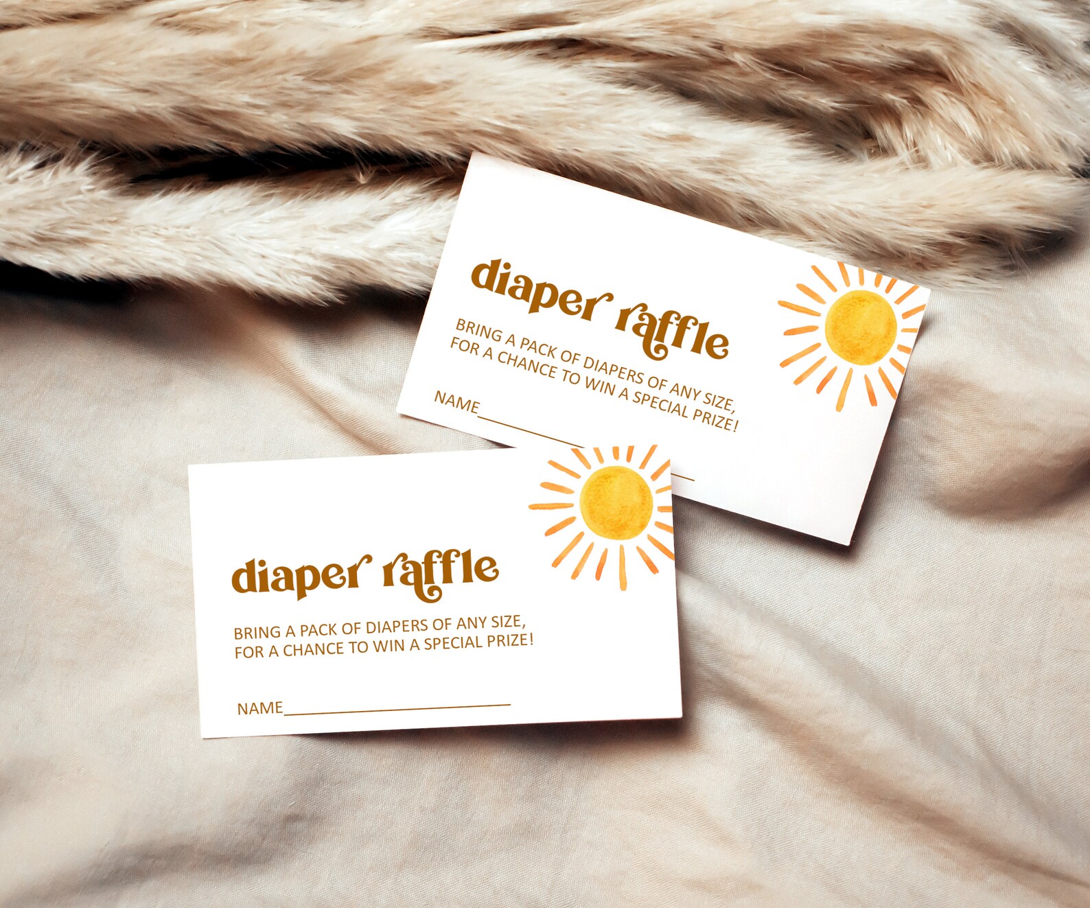 Sun Baby Shower Diaper Raffle Tickets & Sign Here Comes the Son Boho ...