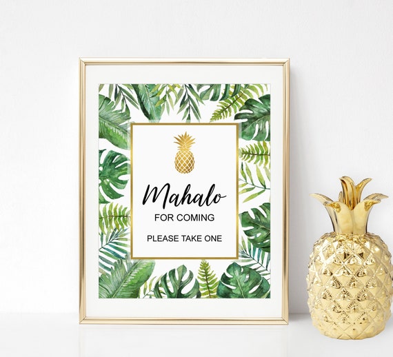 Mahalo Thank You for Coming Sign Hawaiian Luau Favors Sign | Etsy