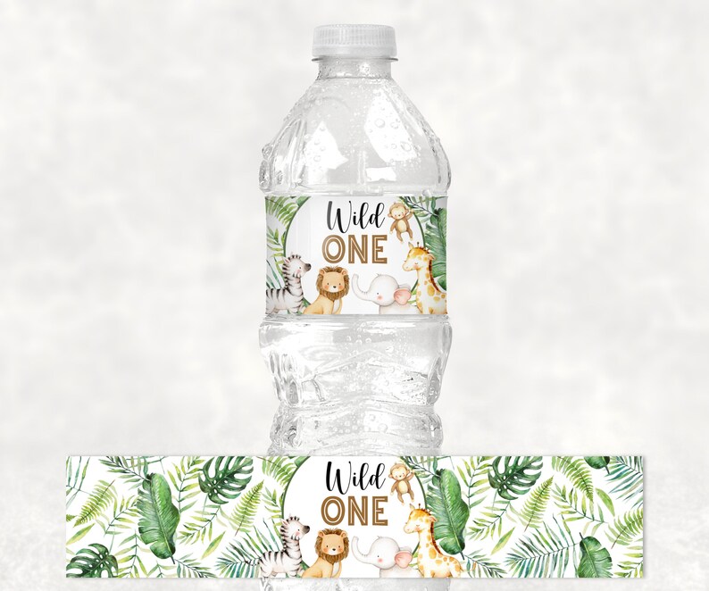 Wild One Birthday Water Bottle Labels Safari Animals Zoo - Etsy