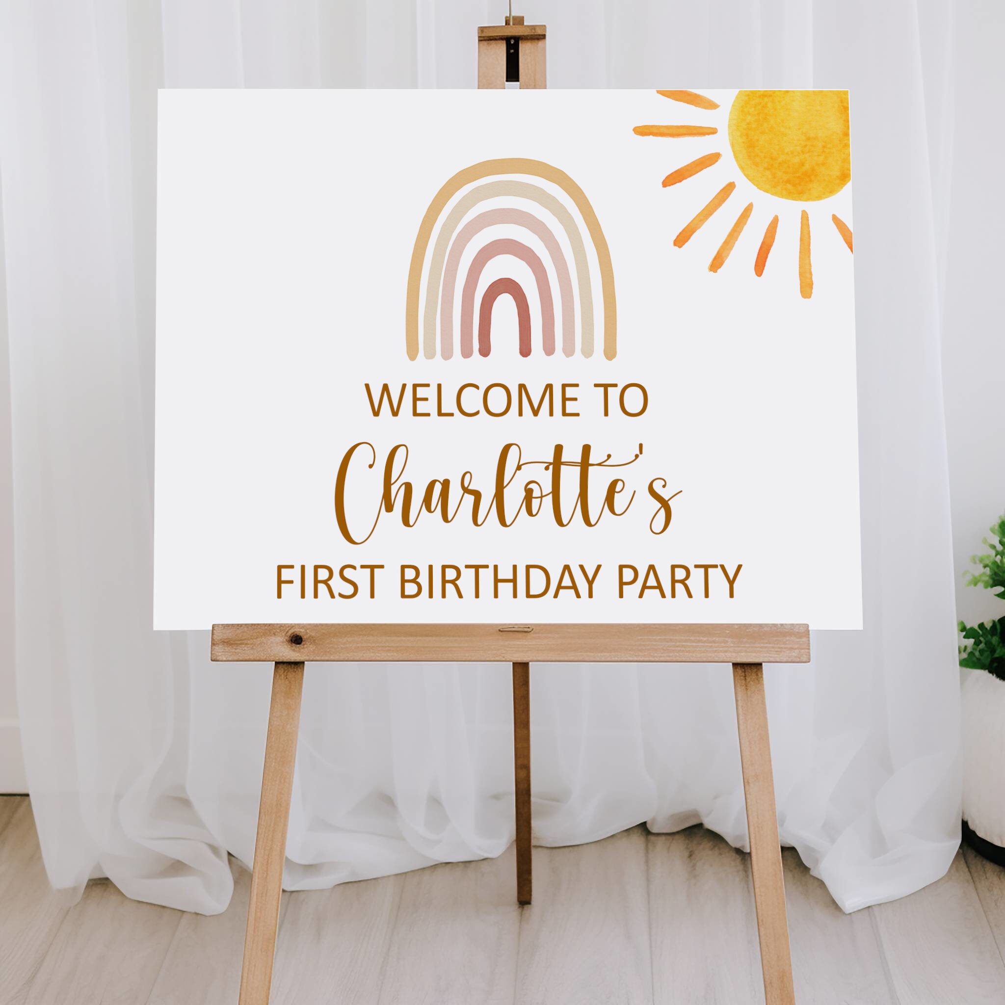Editable Rainbow Birthday Welcome Sign – Boho Sunshine Trip Around the ...