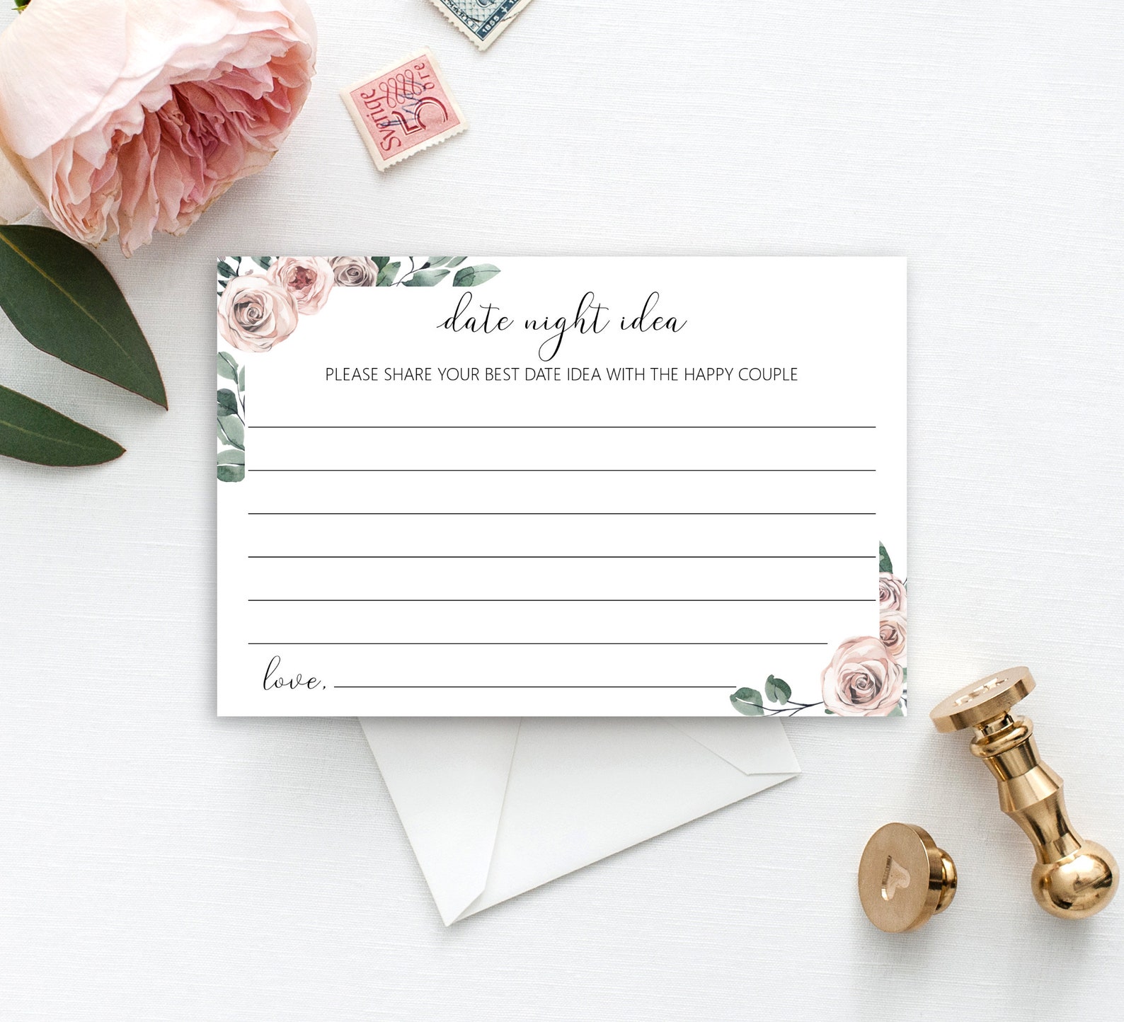 Boho Date Jar Cards & Sign Date Night Idea Cards Dusty Rose Boho Bridal ...
