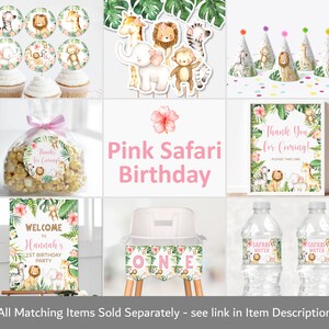 CUSTOM Pink Safari Birthday Milestone Board Girl Jungle Birthday ...