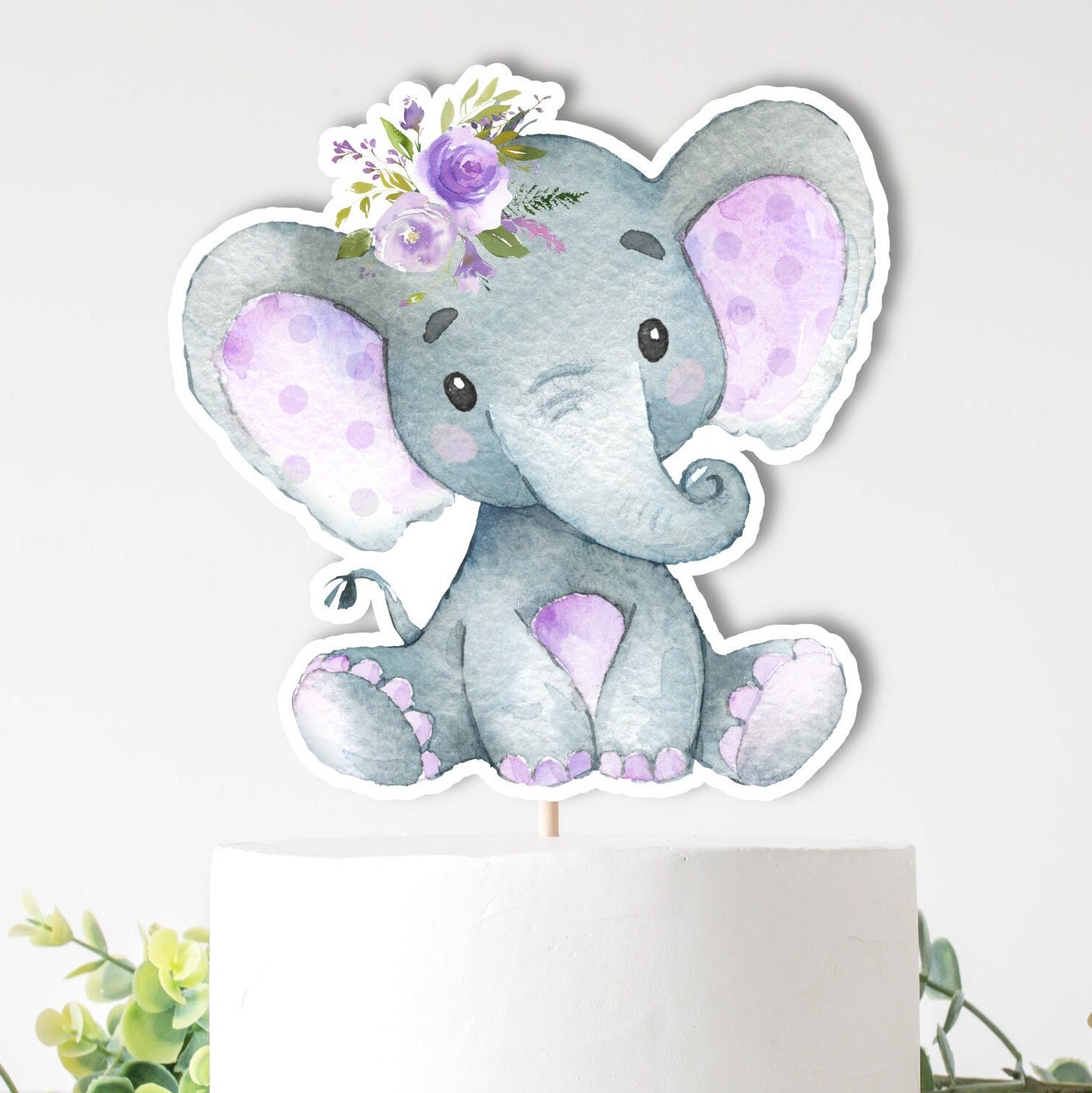 PRINTABLE Elephant Centerpieces Purple Elephant Cake Topper - Etsy
