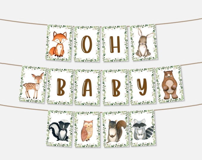 Woodland Lumberjack Animal Garland Banner Boy, Buffalo Plaid Nursery ...