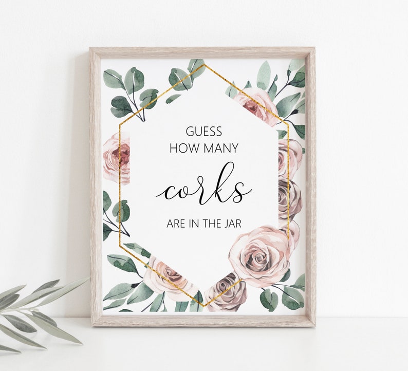 Guess How Many Corks Game Boho Bridal Shower Game Printable Wine Cork ...