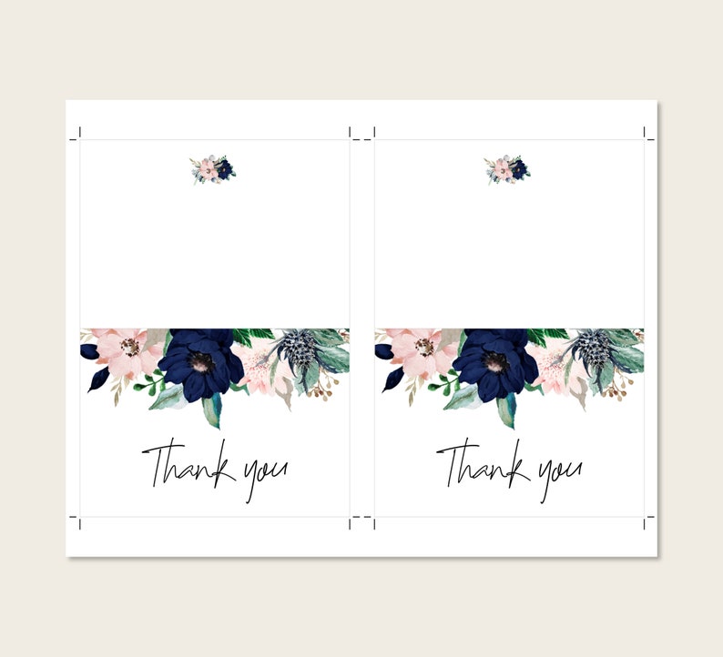 Thank You Cards Template Folded Thank You Note Cards Printable - Etsy