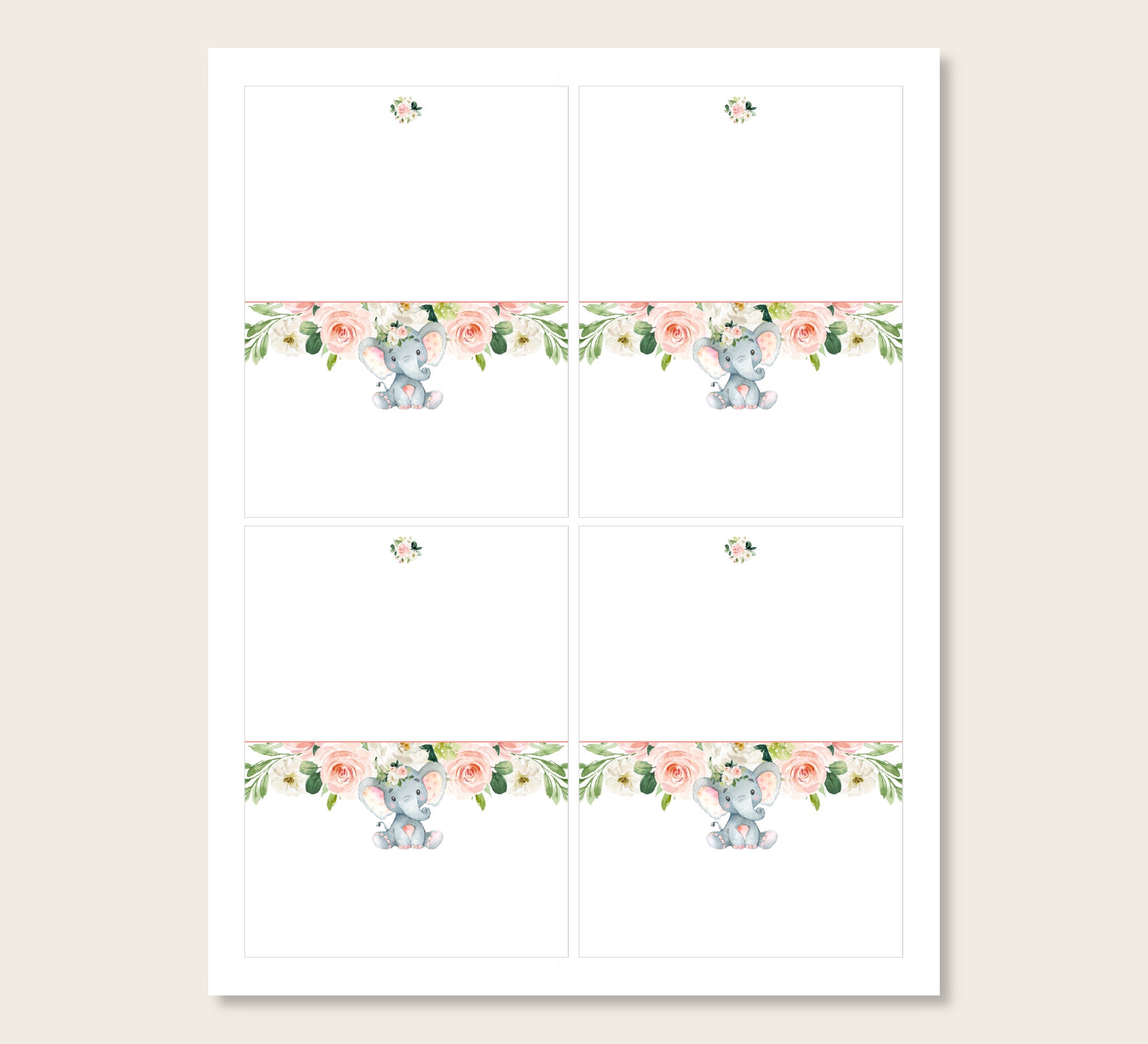 Elephant Editable Place Cards Food Labels Tent Cards Printable - Etsy