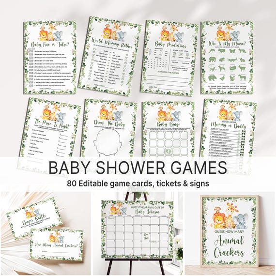 Baby Shower Bingo Cards Jungle Baby Shower Game Printable Safari
