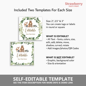 Editable Woodland Animals Thank You Tags Stickers Greenery Woodland ...