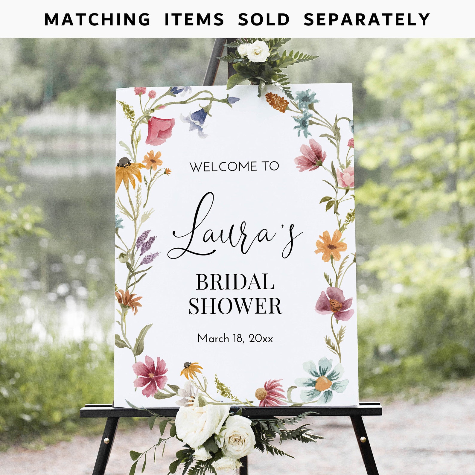 Editable Wildflower Custom Sign 5x7 & 8x10 Colorful Flowers Wedding ...