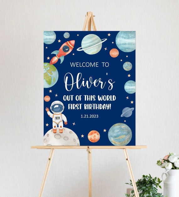 CUSTOM Outer Space Birthday Welcome Sign 1st Birthday Boy Astronaut ...
