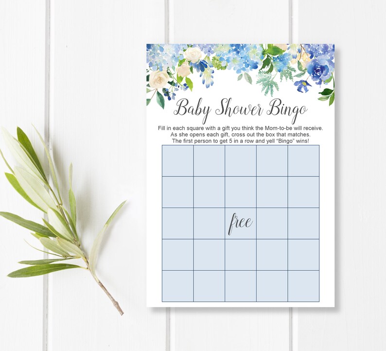 Blue Floral Baby Shower Games Printable Game Bundle Hydrangea - Etsy