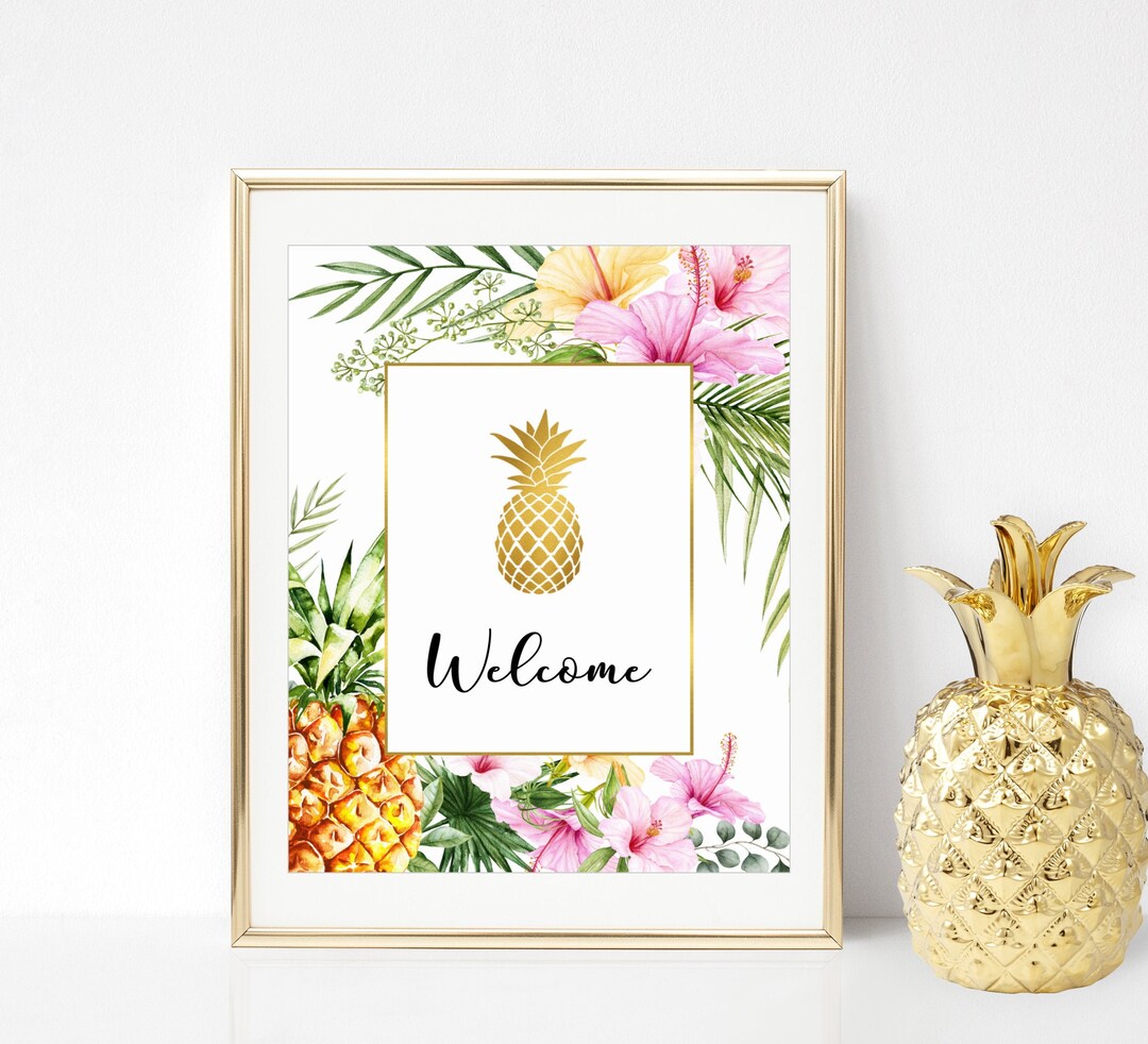Welcome Sign Printable Tropical Theme Party Bridal Shower Baby Shower ...