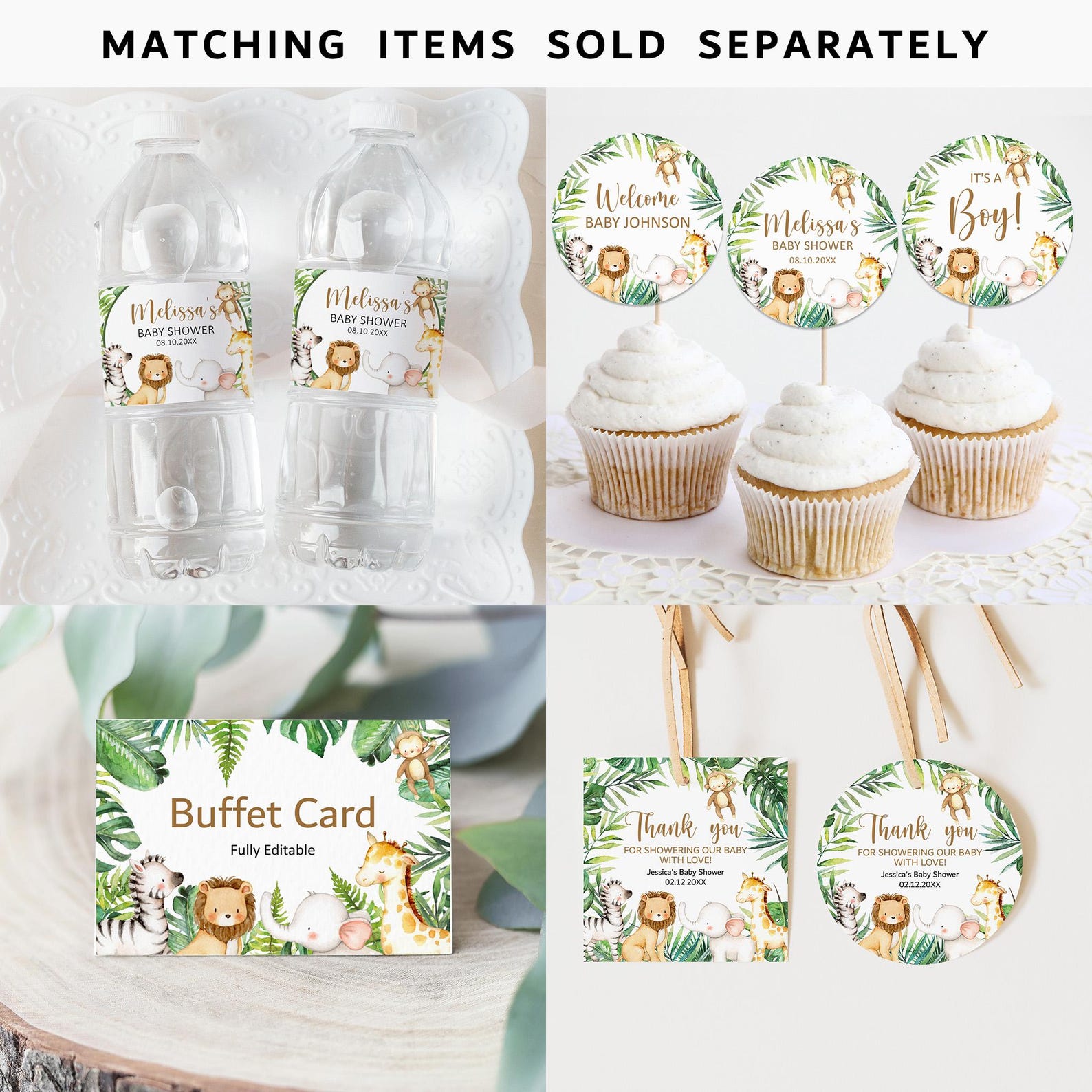 Editable Jungle Safari Table Numbers Safari Baby Shower Safari Birthday ...