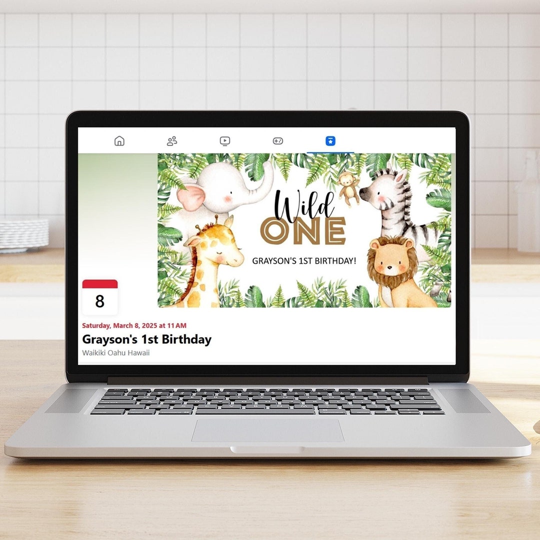 Editable Facebook Event Cover Photo Safari Birthday Wild One Birthday ...