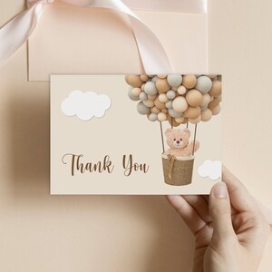 Teddy Bear Thank You Cards Beary Birthday Hot Air Balloon Bear Baby ...