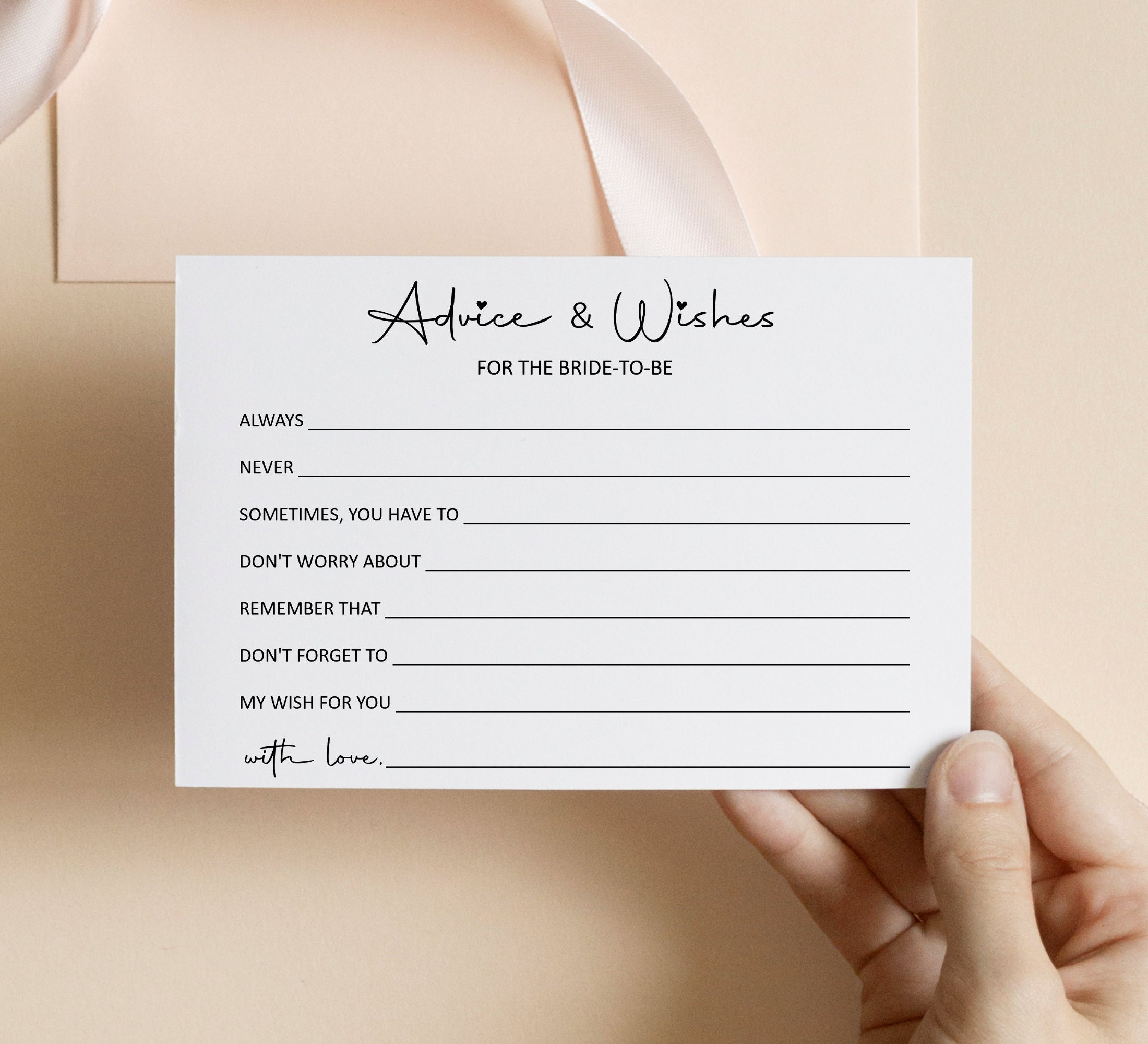 Advice for the Bride to Be Cards Bridal Shower Advice | Etsy