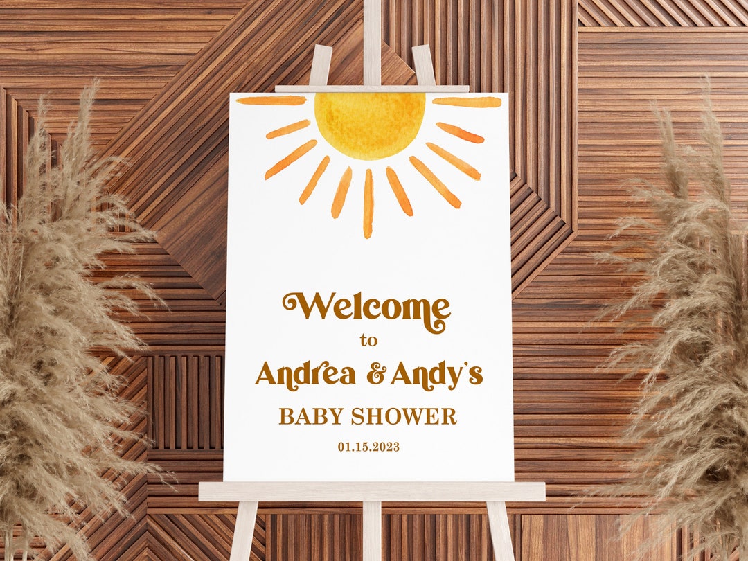 CUSTOM Sun Baby Shower Welcome Sign Retro You Are My Sunshine Baby ...