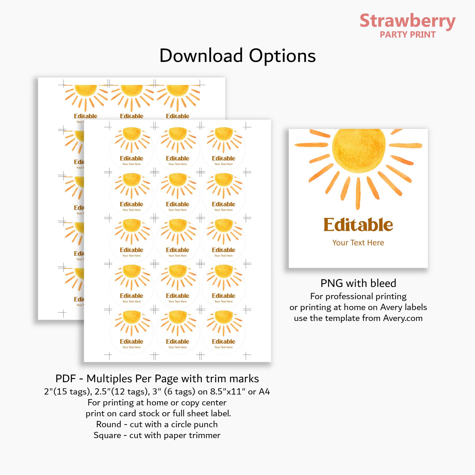 Editable Sun Baby Shower Favor Tags Sun Birthday Thank You Tag Boho ...