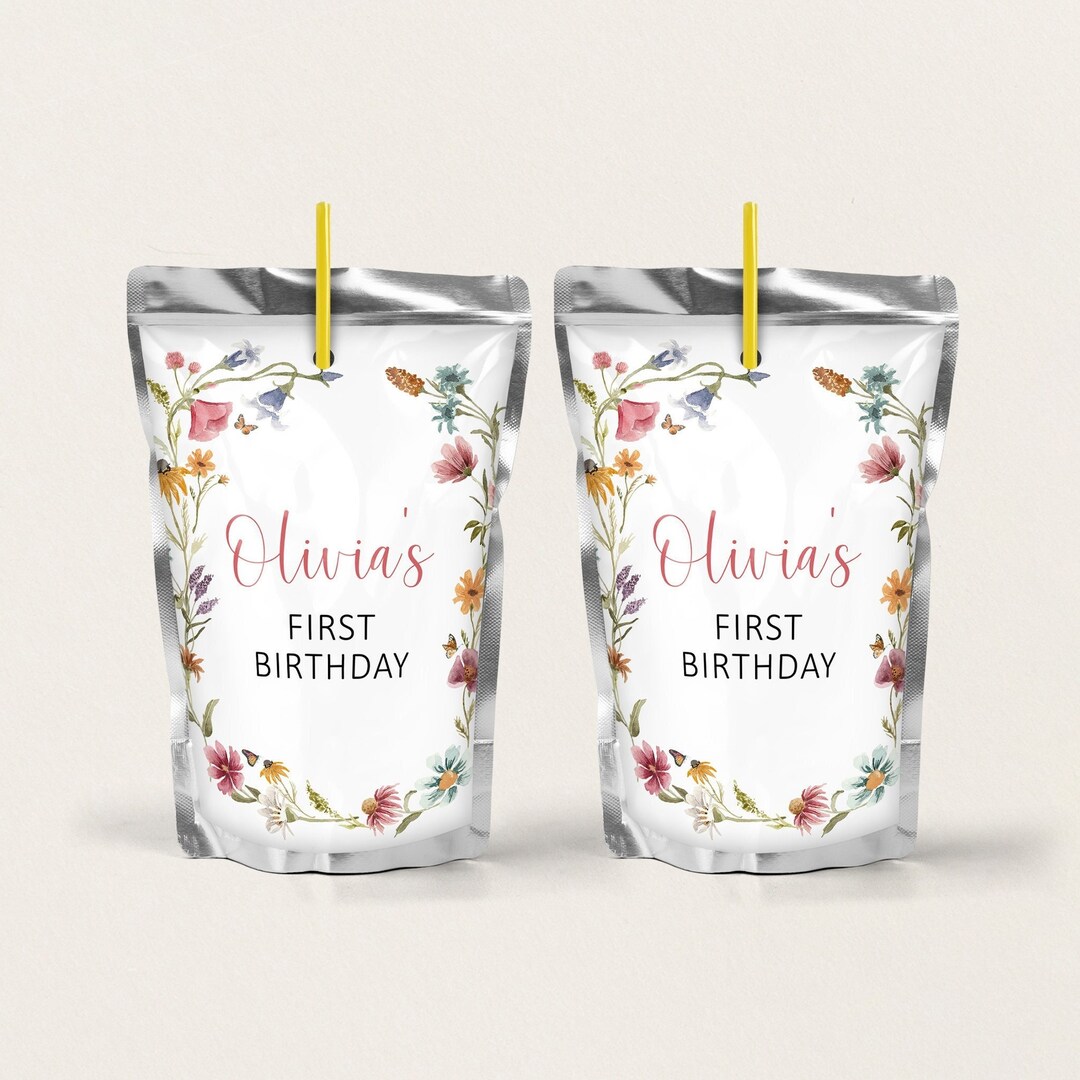 Editable Wildflower Capri Sun Label Floral Birthday Party Favor Juice ...