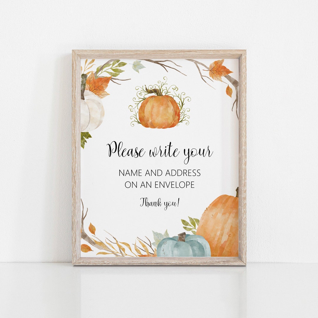 Envelope Station Sign Fall Baby Shower Bridal Shower Sign Printable NOT ...