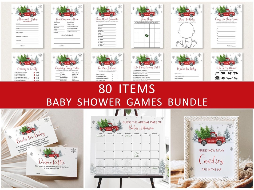Editable Christmas Baby Shower Games Bundle A Merry Little Baby Shower ...