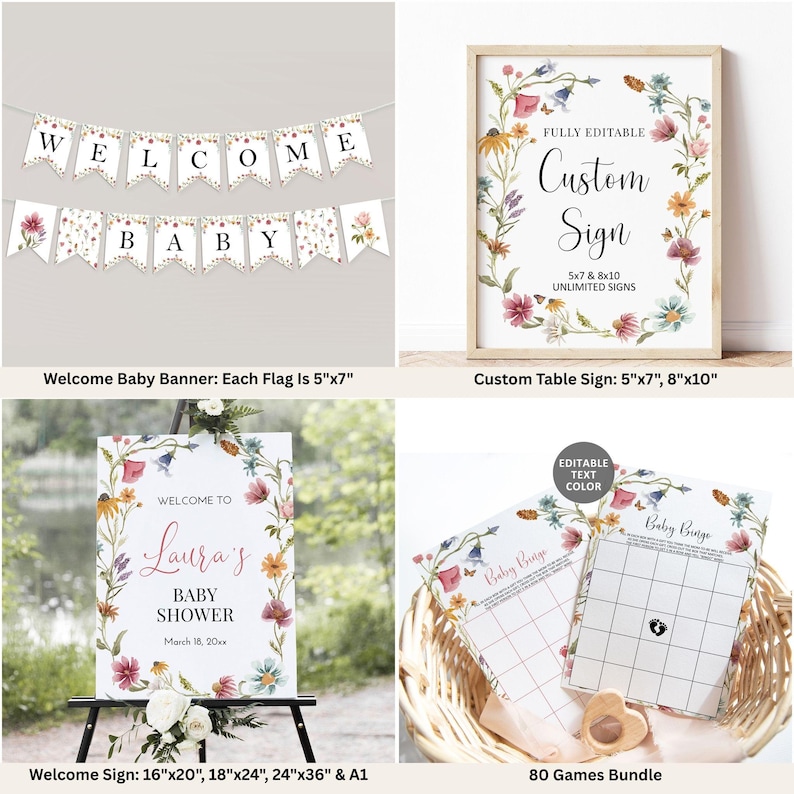 Editable Baby in Bloom Baby Shower Invitation, Wildflower Baby Shower ...